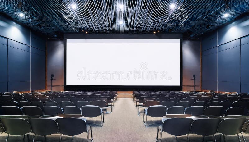 Modern Conference Stage with Large Blank Screen in a Hall. 3D Rendering ...