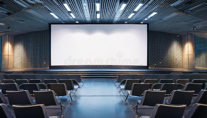 Modern Conference Stage with Large Blank Screen in a Hall. 3D Rendering ...