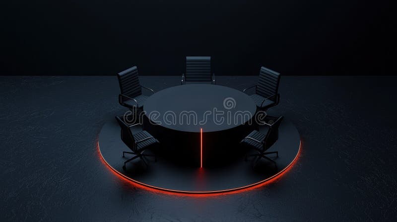 Modern Conference Table with Chairs Dark Setting Stock Illustration ...