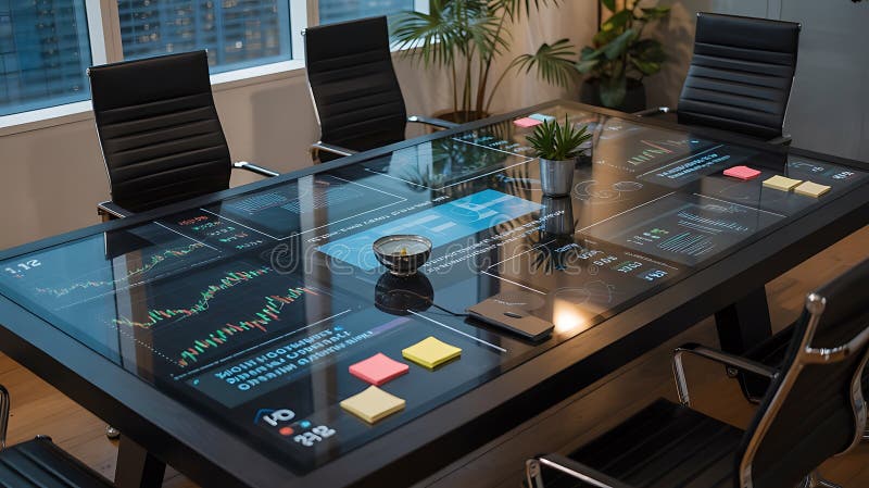 Modern Conference Table with Interactive Data Displays Stock ...