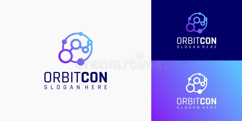 Modern Connection Technology in Circle Shape Logo Designs. Stock ...