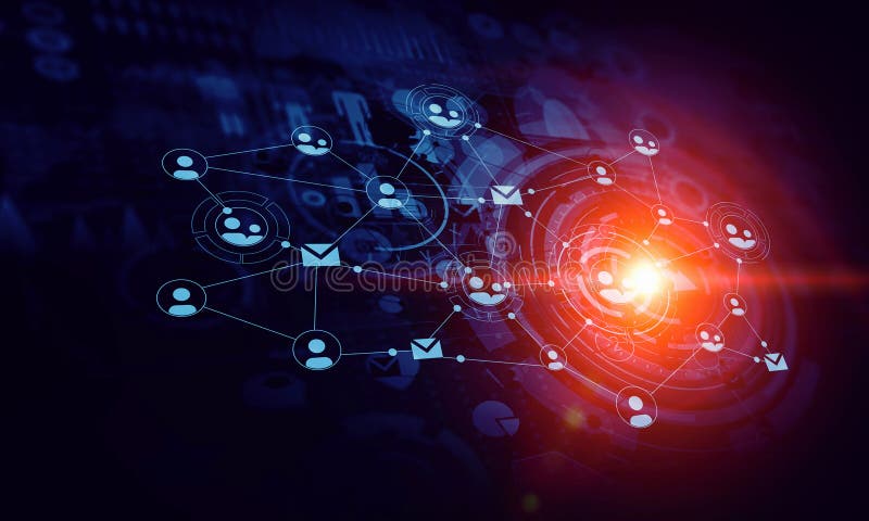 Modern Connection Technologies Background . Mixed Media Stock Image ...