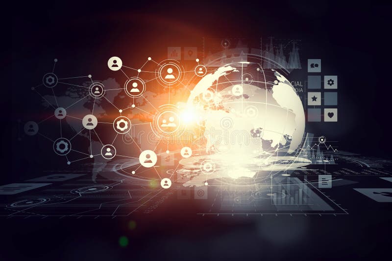 Modern Connection Technologies Background . Mixed Media Stock Image ...