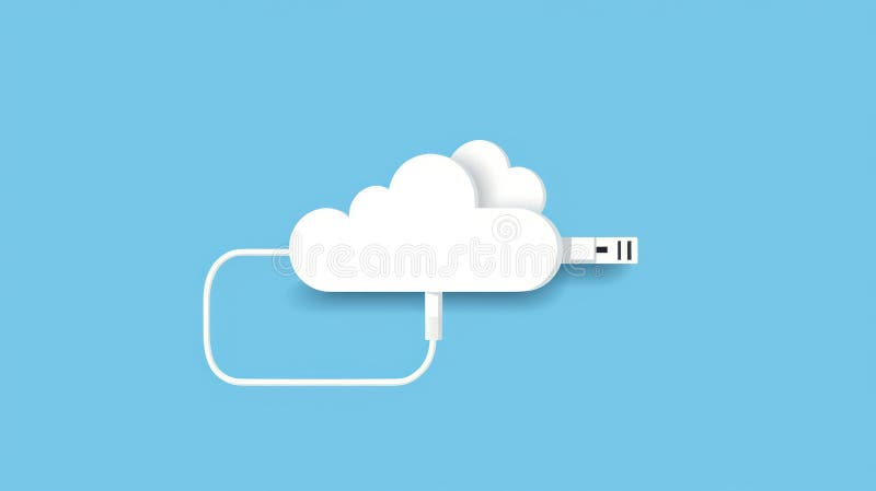 Cloud Computing. USB Cable Links Cloud in Minimalistic Design AI ...