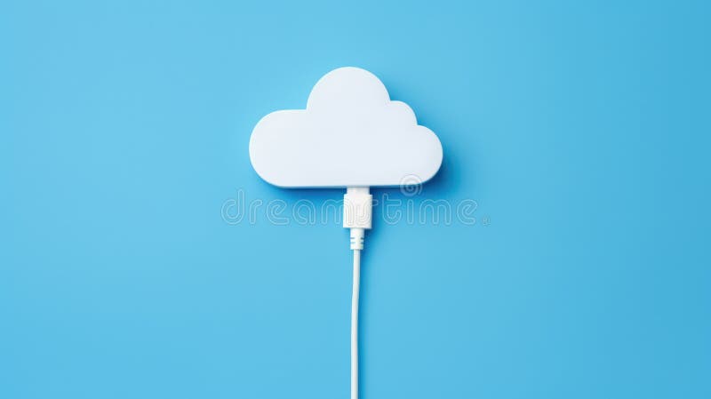 Cloud Computing. USB Cable Links Cloud in Minimalistic Design AI ...