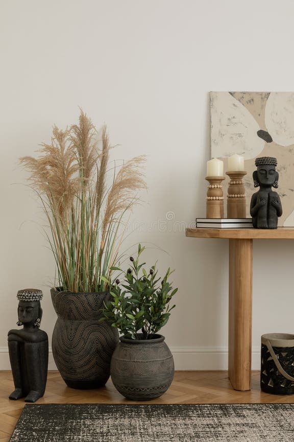 Modern Console Table with Artistic Decor Elements, Creating a Balanced ...