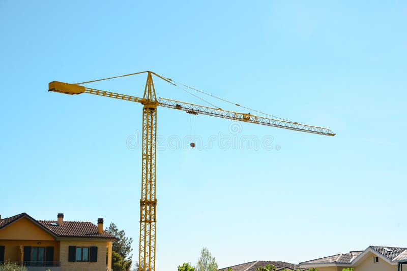 Modern Construction Crane Outdoors on Sunny Day Stock Image - Image of ...