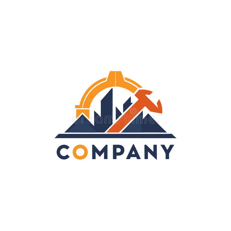 Modern Construction Logo with City Skyline and Rising Arrow Stock Image ...