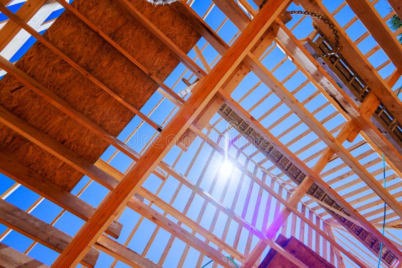 Modern Construction Site Built Structure, Emphasizing Bare Wooden Frame ...