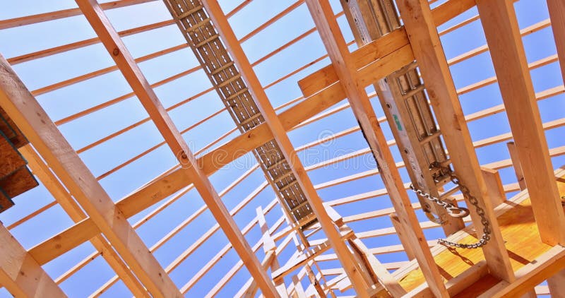 Modern Construction Site Built Structure, Emphasizing Bare Wooden Frame ...