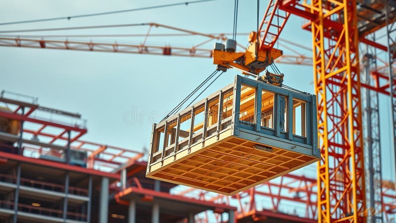 Modern Construction Site a Detailed View of Formwork Transport by a ...