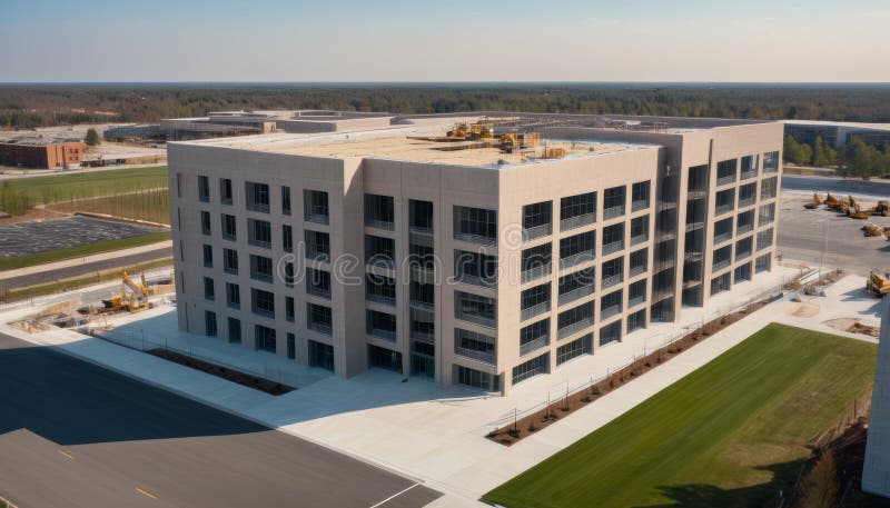 Modern Construction Site of a Large Building Stock Photo - Image of ...