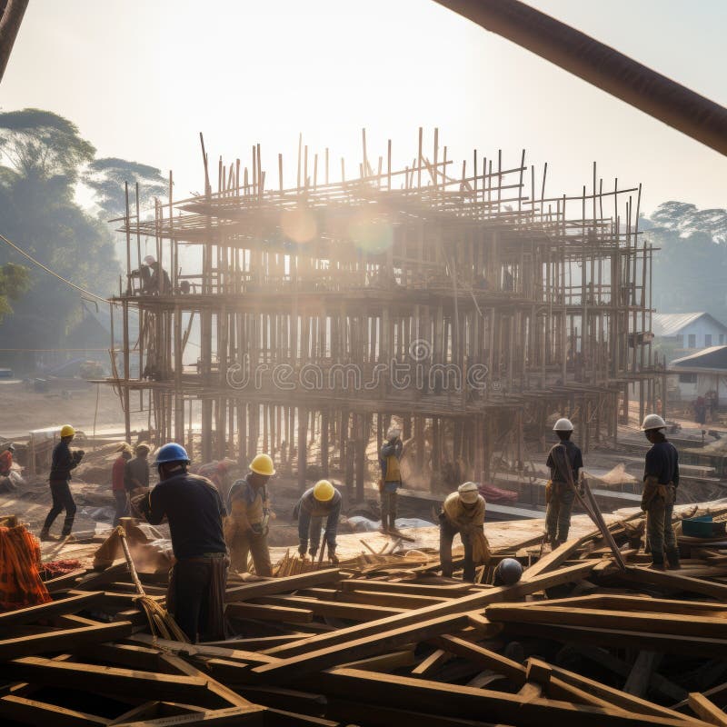 Modern Construction Site Under Development and Construction with ...