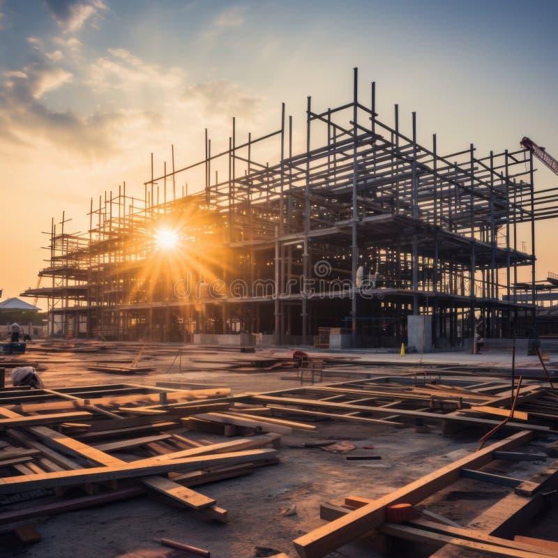 Modern Construction Site Under Development and Construction with ...