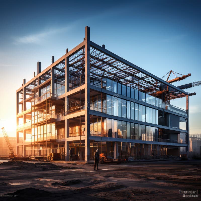 Modern Construction Site Under Development and Construction with ...