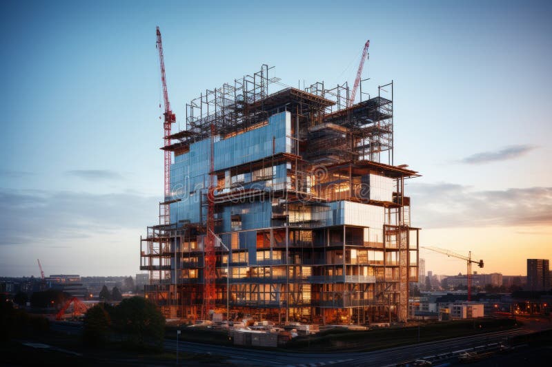 Modern Construction Site Under Development and Construction with ...