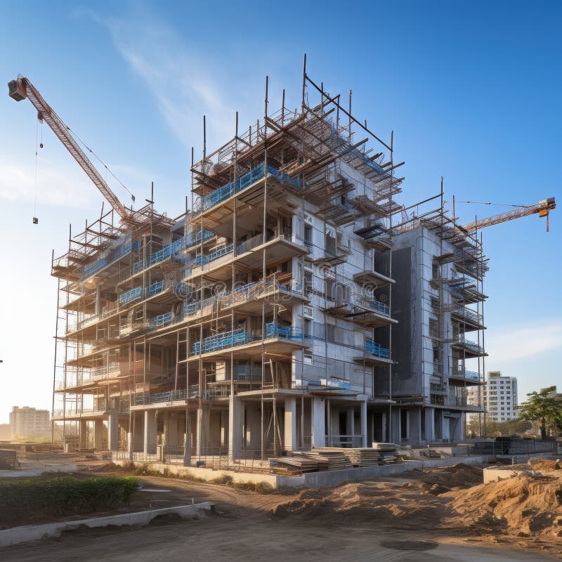 Modern Construction Site Under Development and Construction with ...