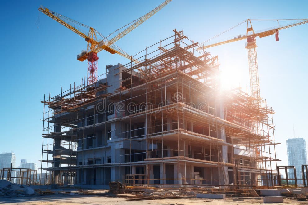 Modern Construction Site Under Development and Construction with ...