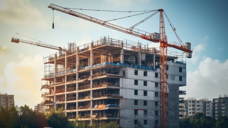 Modern Construction Site Under Development and Construction with ...