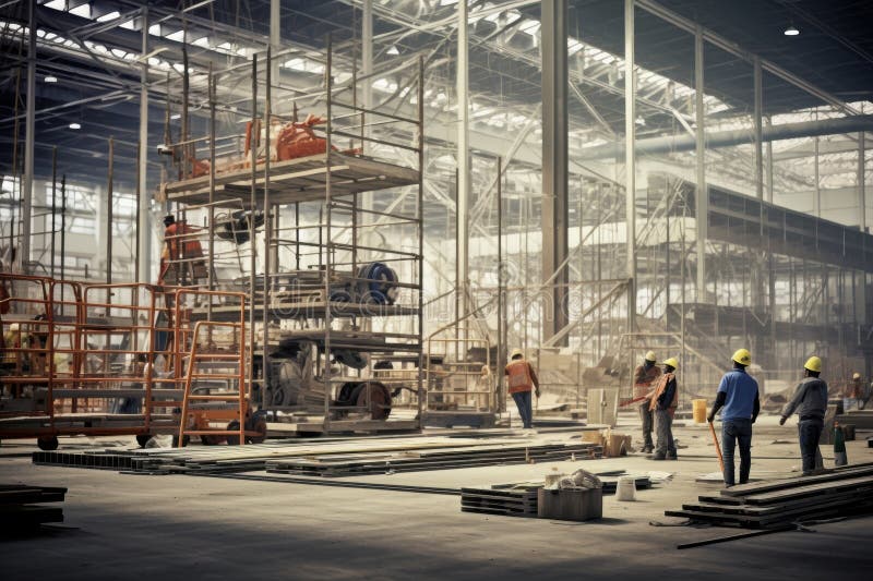 Modern Construction Site Under Development and Construction with ...