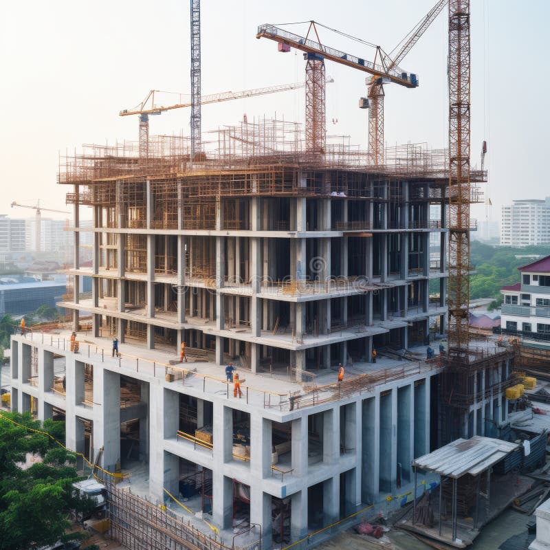 Modern Construction Site Under Development and Construction with ...