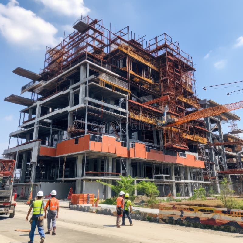 Modern Construction Site Under Development and Construction with ...