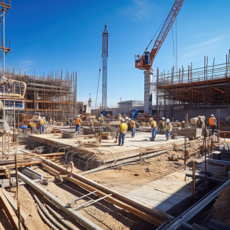 Modern Construction Site Under Development and Construction with ...