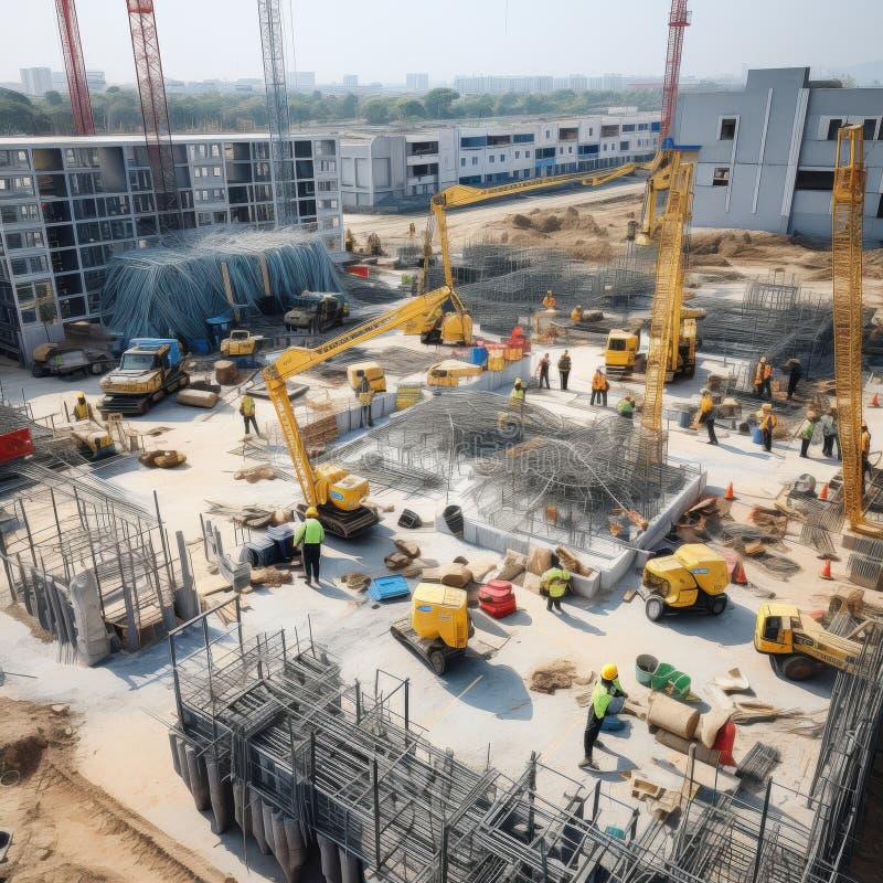 Modern Construction Site Under Development and Construction with ...