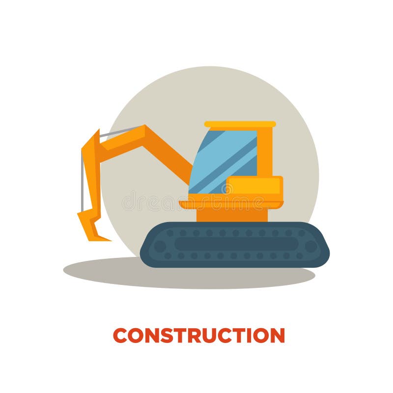Orange Excavator on a White Background Stock Illustration ...