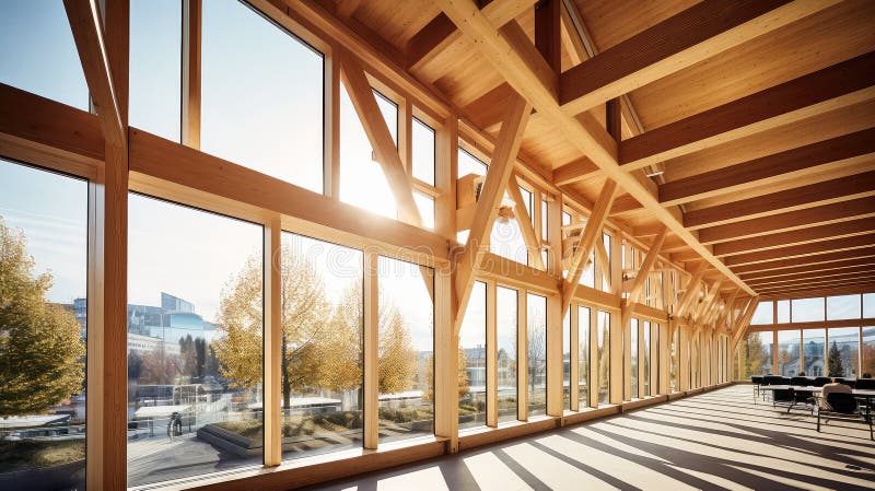Modern Construction Timber Frame Stock Photo - Image of office, facade ...
