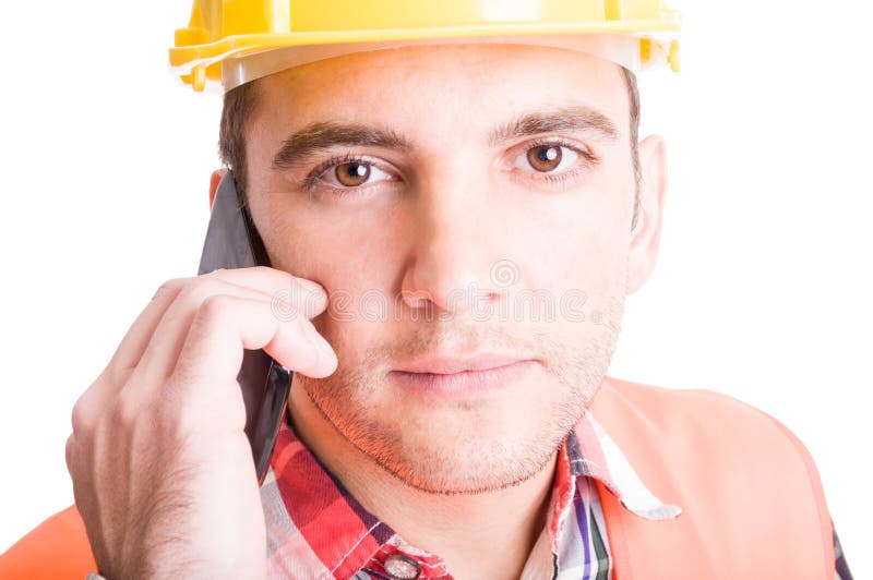Modern Constructor Talking on His Smartphone Stock Photo - Image of ...