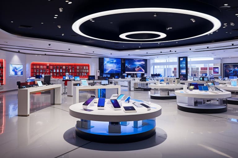 Modern Consumer Electronics Store Interior Stock Image - Image of ...