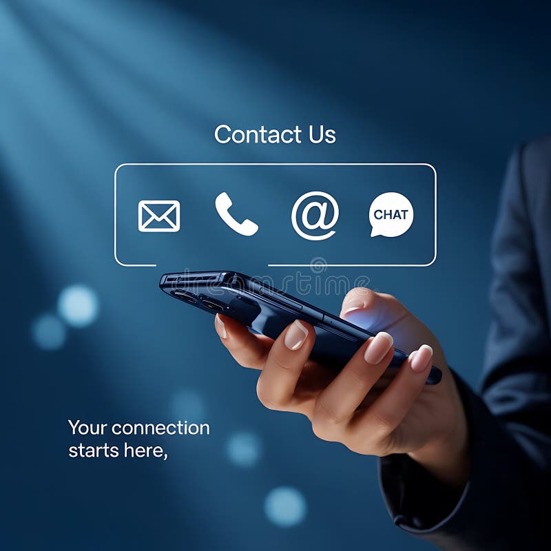 Contact Us Concept with Smartphone Showing Communication Icons for ...
