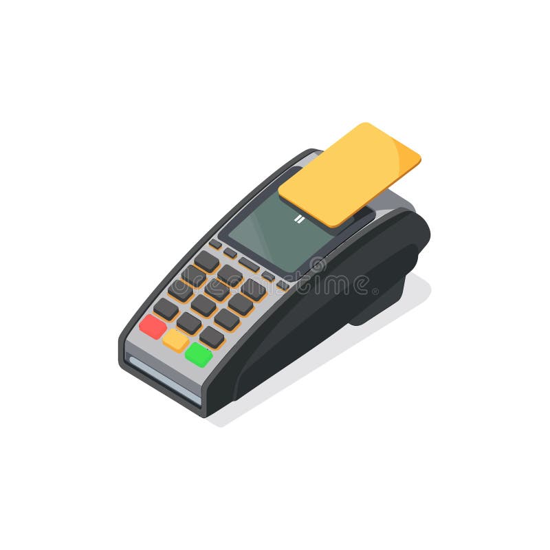 Modern Contactless Payment Terminal with Card. Vector Illustration ...
