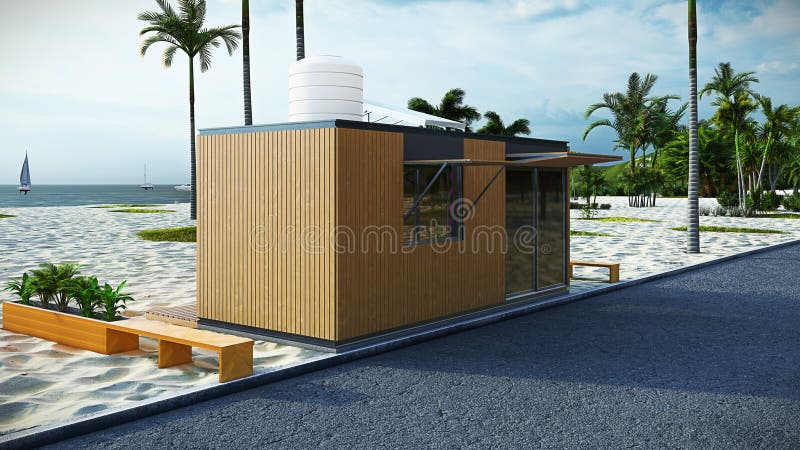 Modern Container Beach Club Stock Photo - Image of relaxation ...