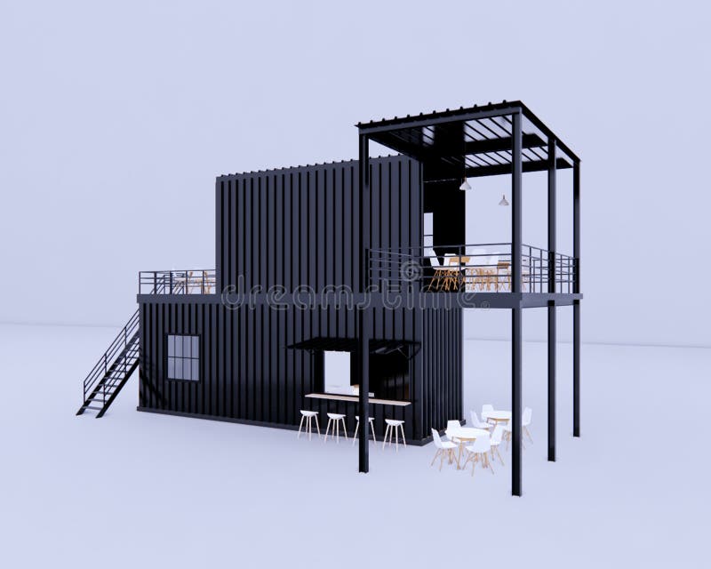 Modern Container Cafe Design 3d Rendering Stock Illustration ...