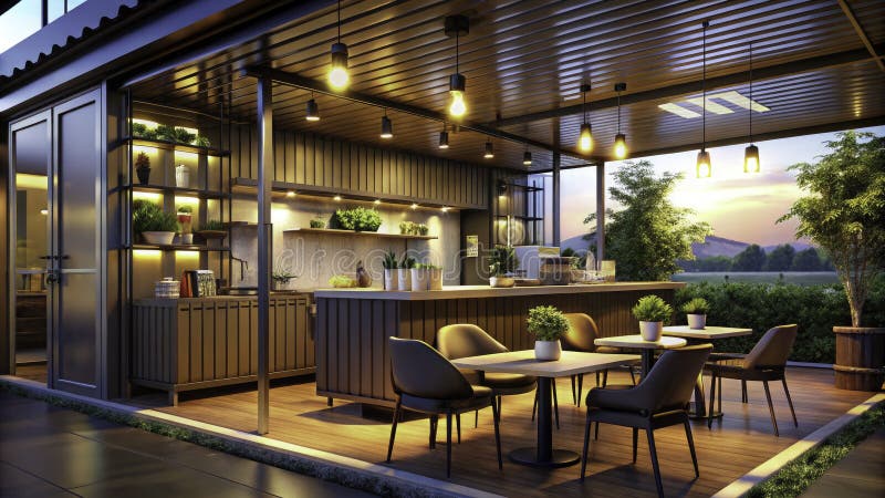 Modern Container Coffee Shop Design a 3D Architectural Visualization of ...