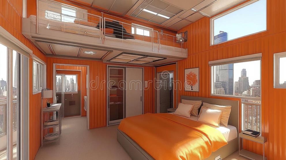 Modern Container Home Loft Design Stock Image - Image of loft, housing ...