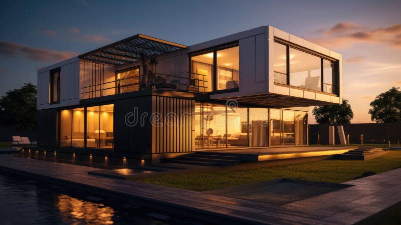 Modern Container House, Conceptual Modern House Made from Recycled ...