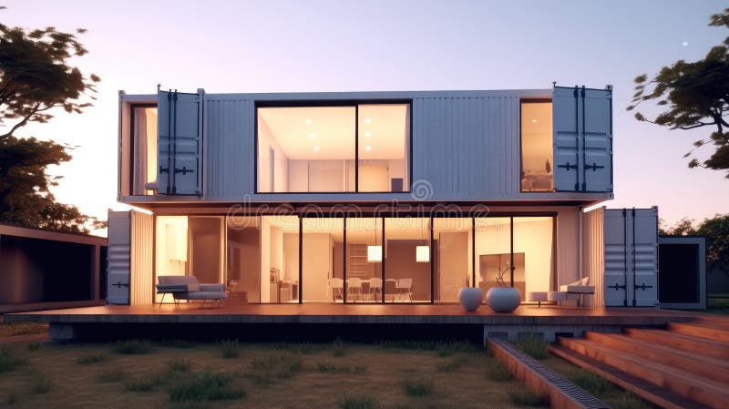 Modern Container House, Conceptual Modern House Made from Recycled ...