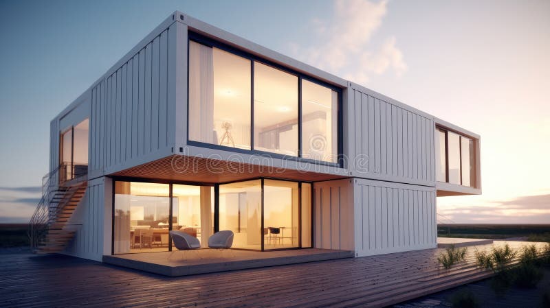 Modern Container House, Conceptual Modern House Made from Recycled ...