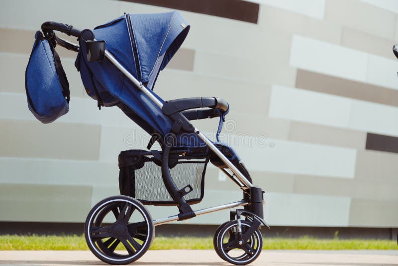 Modern Contemporary Blue Baby Stroller with Bascket and Handbag ...