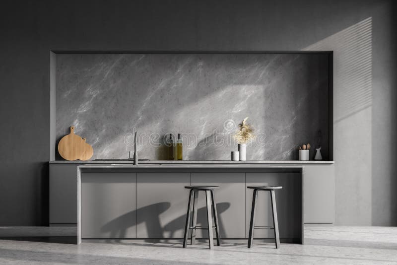 Modern Contemporary Design Kitchen Room Interior. Dining Island Table ...