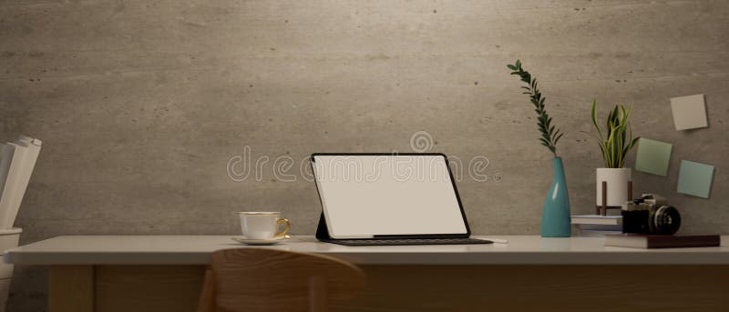 Modern Contemporary Home Workspace with Portable Tablet Computer Stock ...