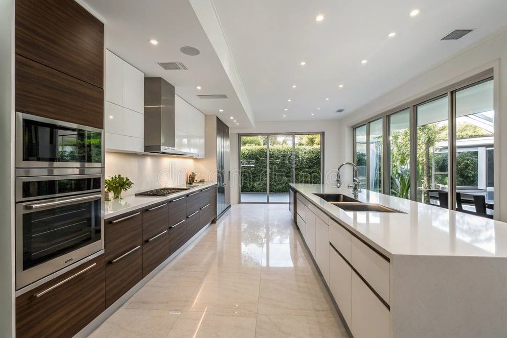 Modern Contemporary Kitchen Room Interior Stock Image - Image of ...