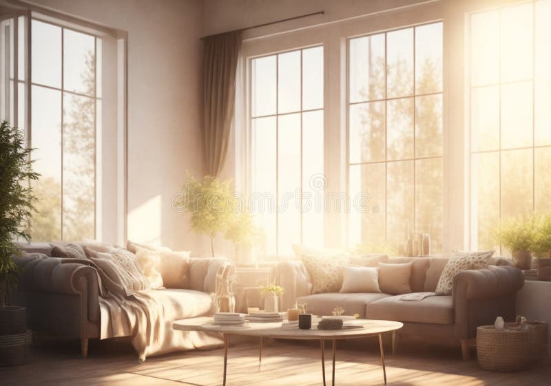 Modern Contemporary Living Room, Light and Shadow, Big Window, Interior ...