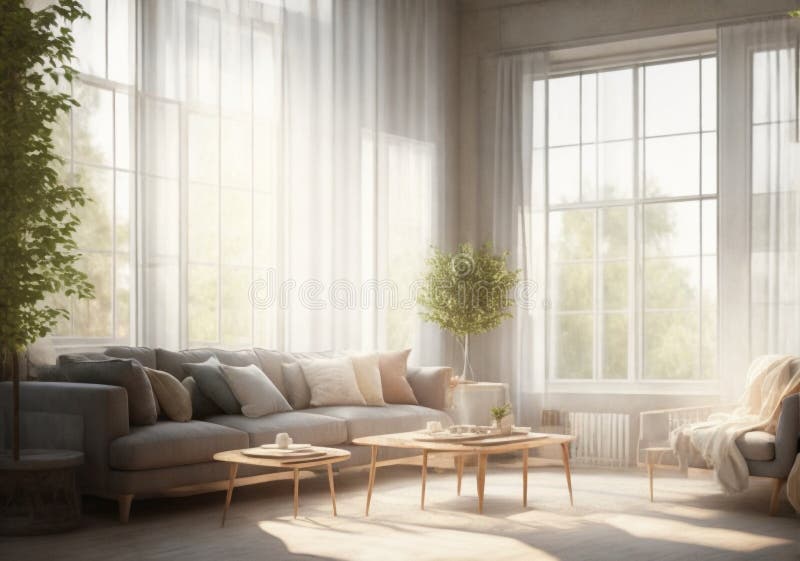 Modern Contemporary Living Room, Light and Shadow, Big Window, Interior ...