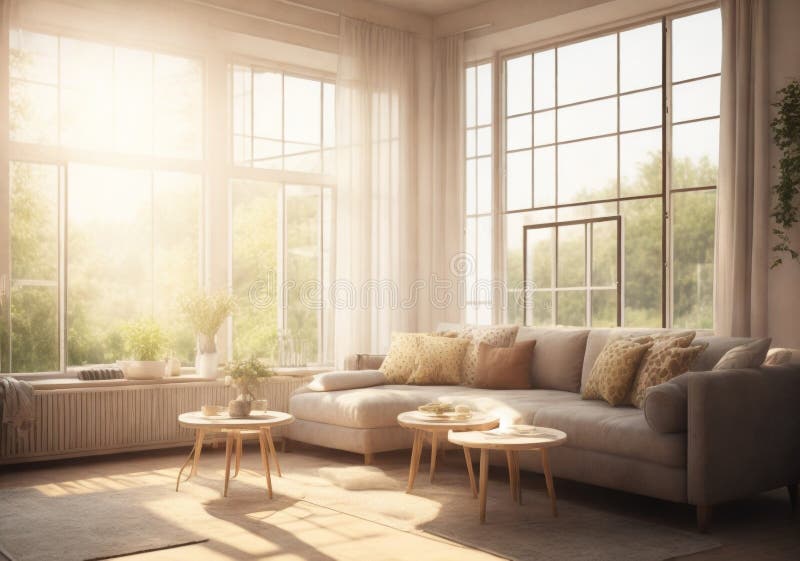Modern Contemporary Living Room, Light and Shadow, Big Window, Interior ...