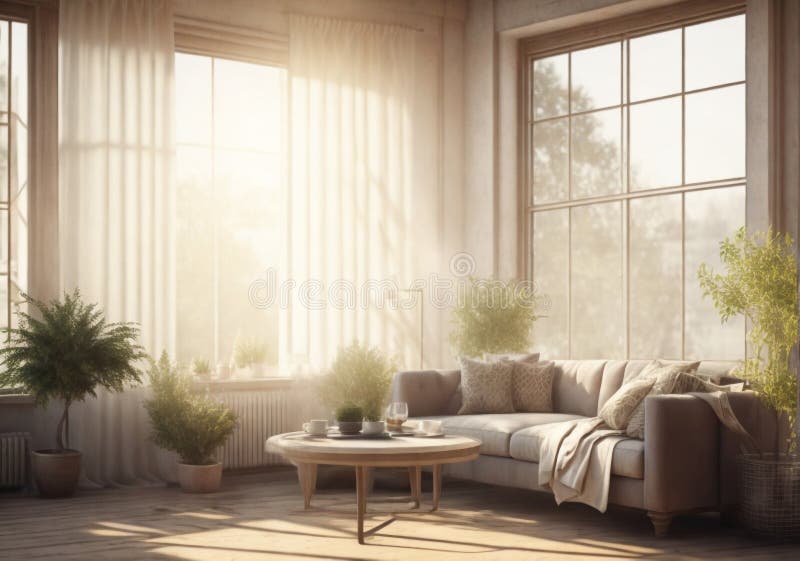 Modern Contemporary Living Room, Light and Shadow, Big Window, Interior ...