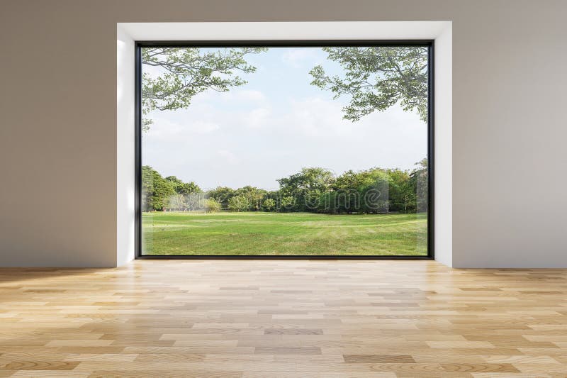 Modern Contemporary Style Empty Room with Nature View Background 3d ...